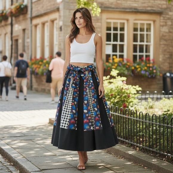 Chessa Davis | Skirts | Vintage Chessa Davis Black Patchwork Aline ...